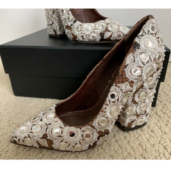 Tory Burch | Shoes | Tory Burch Brown Embroidered Francesca Tuscan Pump ...